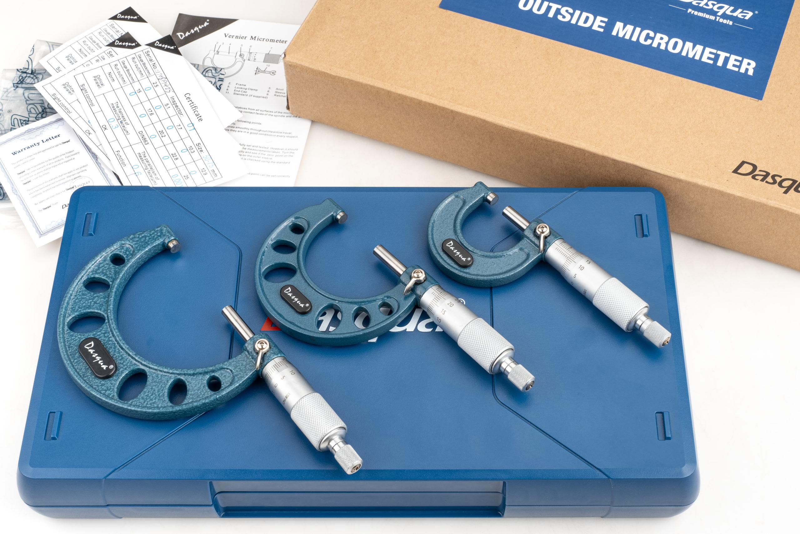 Dasqua Set of 3 Micrometers 0 - 3" / 0.0001"
