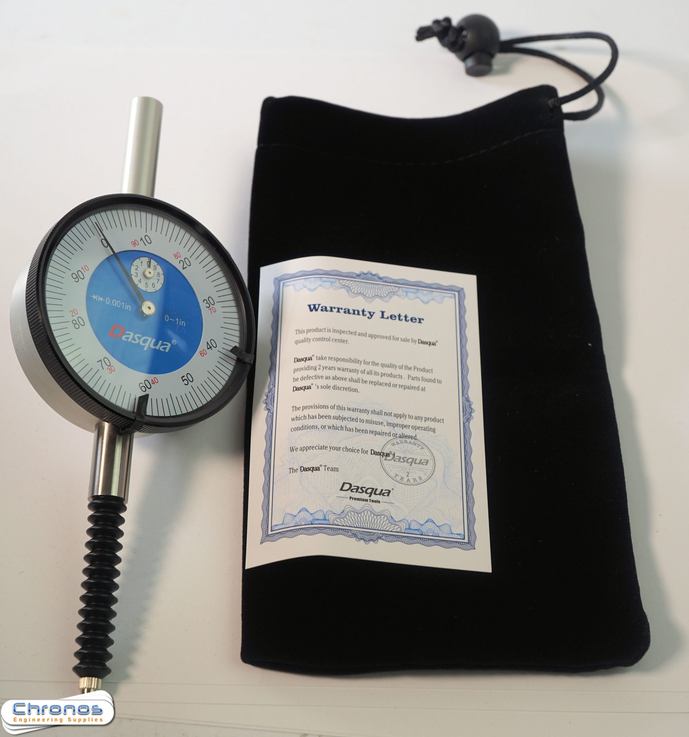 Dasqua Mini Dial Gauge 0 - 3 mm x 0.01 mm With Lug