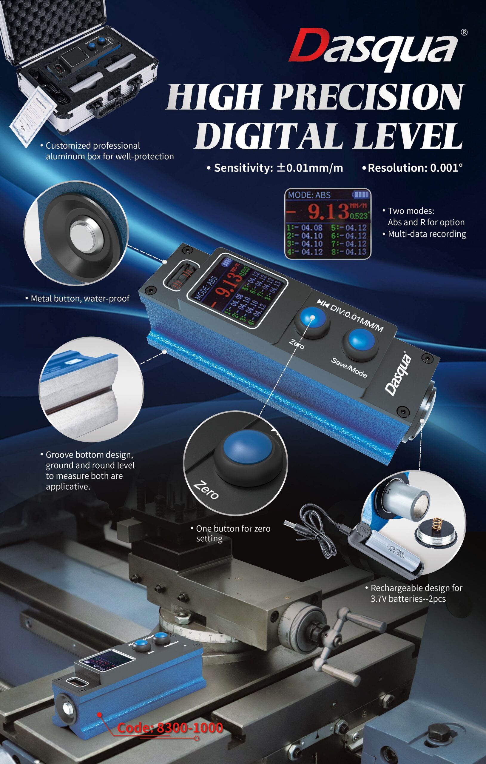 Dasqua High Precision Digital Level 8300-1000 - Dasqua Tools (Chronos)