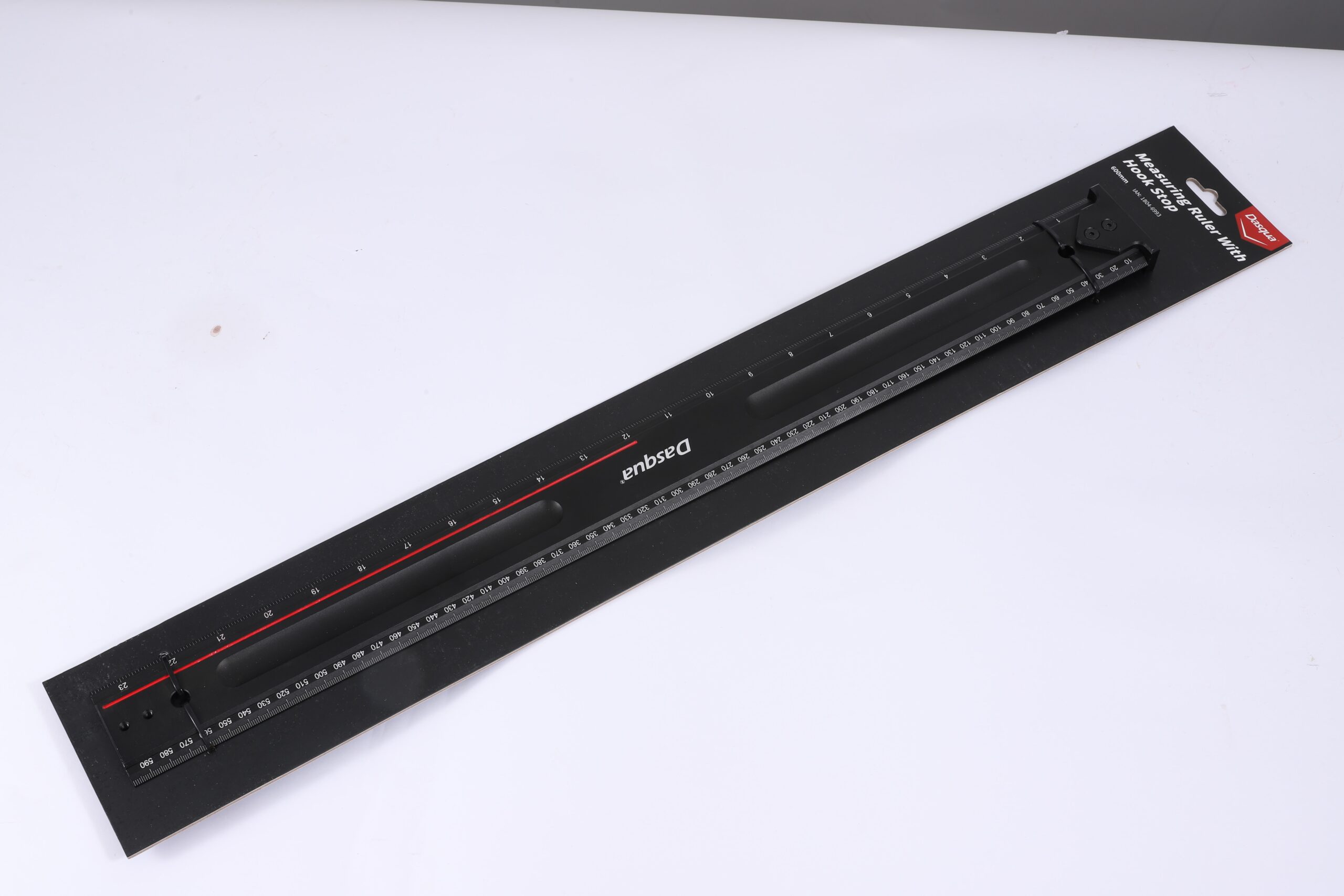 Dasqua Black-Red Plus Measuring Ruler with Hook-Stop 12" / 300 mm ...