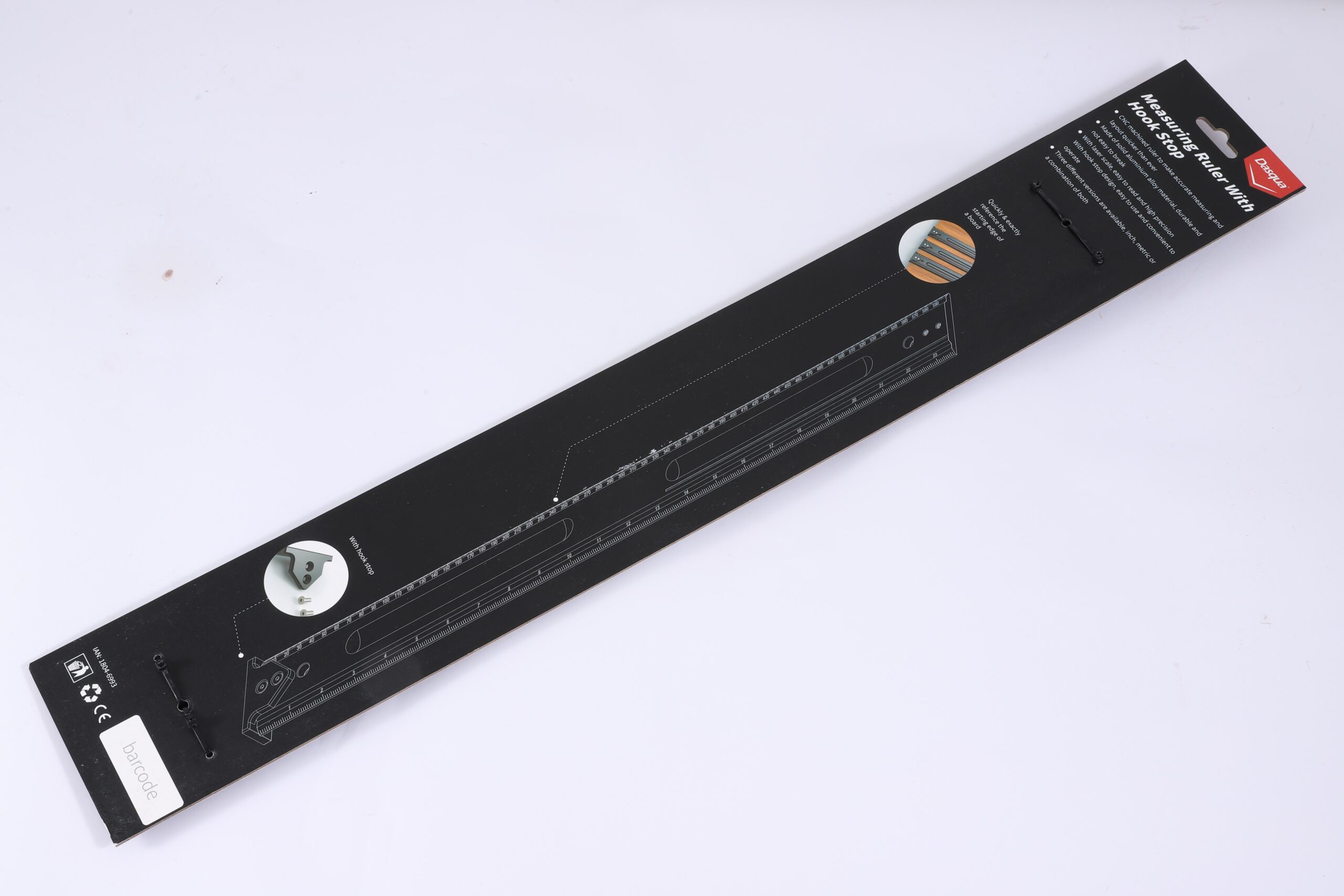 Dasqua Black-Red Plus Measuring Ruler with Hook-Stop 12" / 300 mm ...